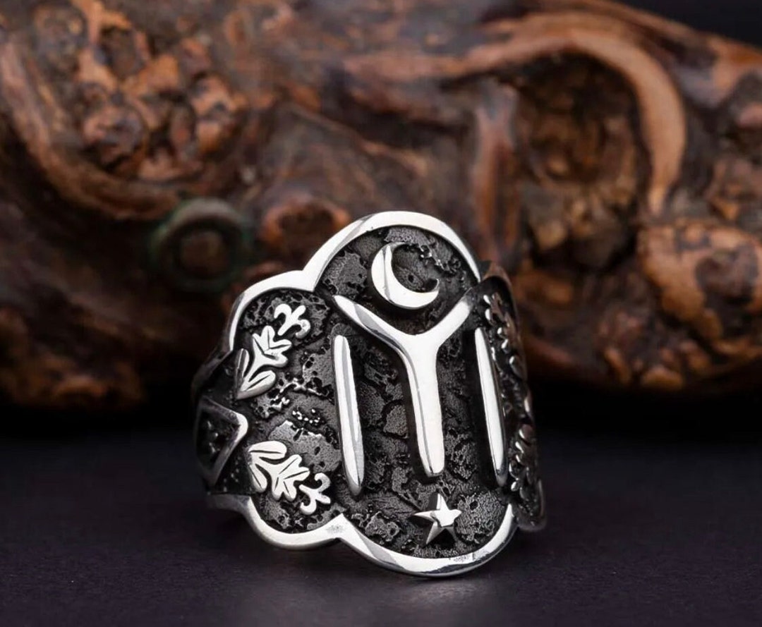 Kayı Tribe Symbols Silver Men's Ring, Biker Ring, Masculine Vintage ...