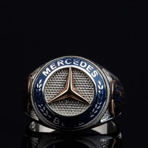 Mercedes Logo Luxury Silver Men's Ring, Passion for Speed, Car Lover ...