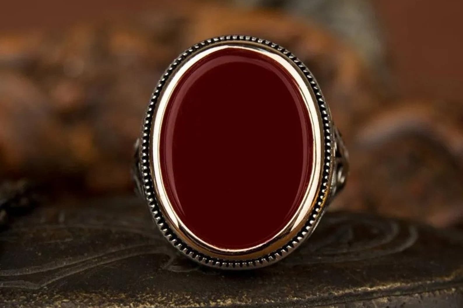 Powerful Energy Red Aqeeq Stone Silver Men Ring, Handmade Silver ...