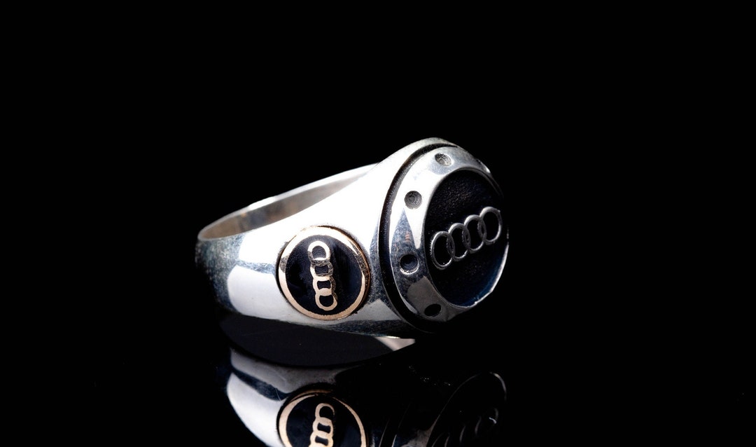 Audi Logo Luxury Silver Men's Ring 02 Passion for Speed, Car Lover Ring ...