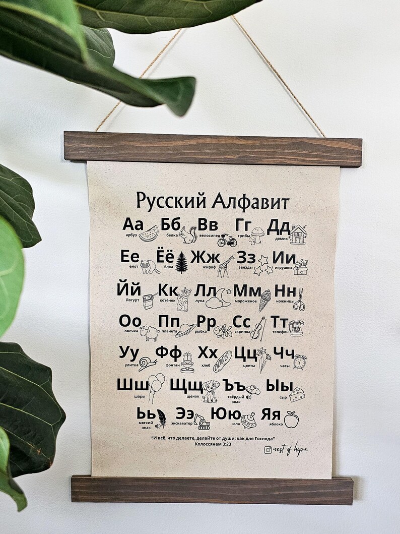 Russian Alphabet Canvas Wooden Poster Art - Etsy