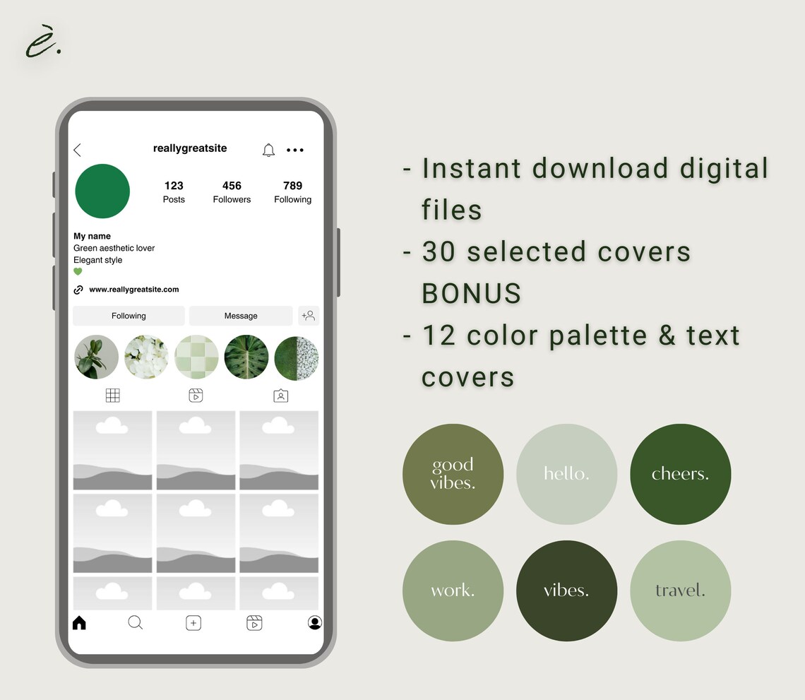 42 Green Aesthetic Instagram Highlight Covers. Instant Download Files ...