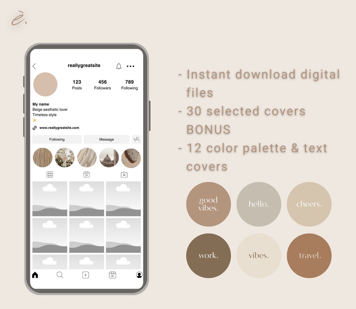 42 Beige Aesthetic Instagram Highlight Covers. Instant Download Files ...