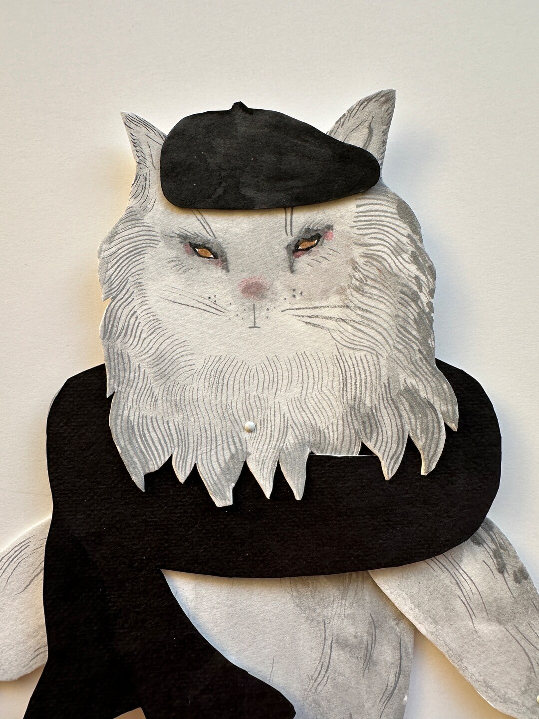 Bandit Cat in Beret / Bambola di carta originale articolata / Serie di ...
