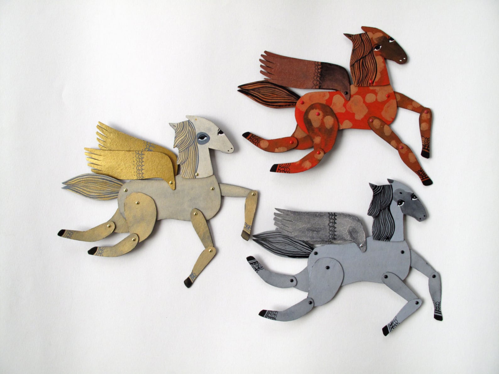 Four Winged Mini Horses / Instant Download PDF / Hinged Beasts | Etsy