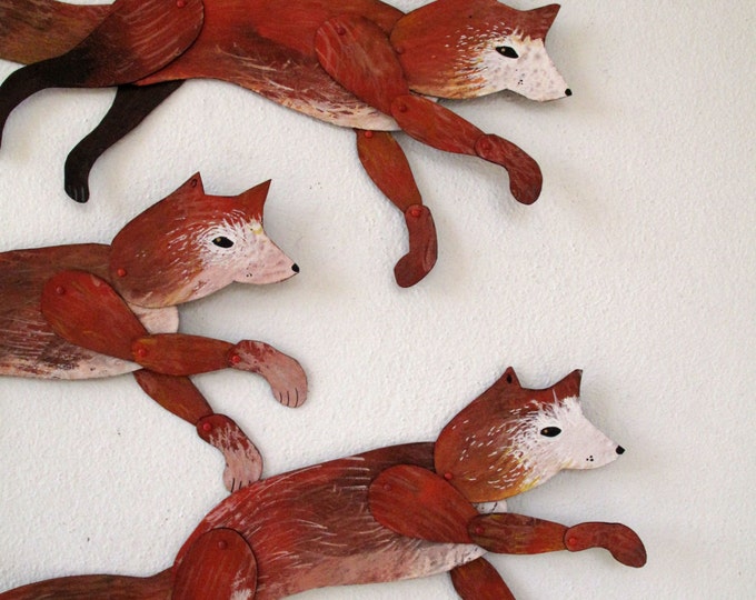 Leaping Fox / Hand-painted Articulated Decoration / Hinged - Etsy