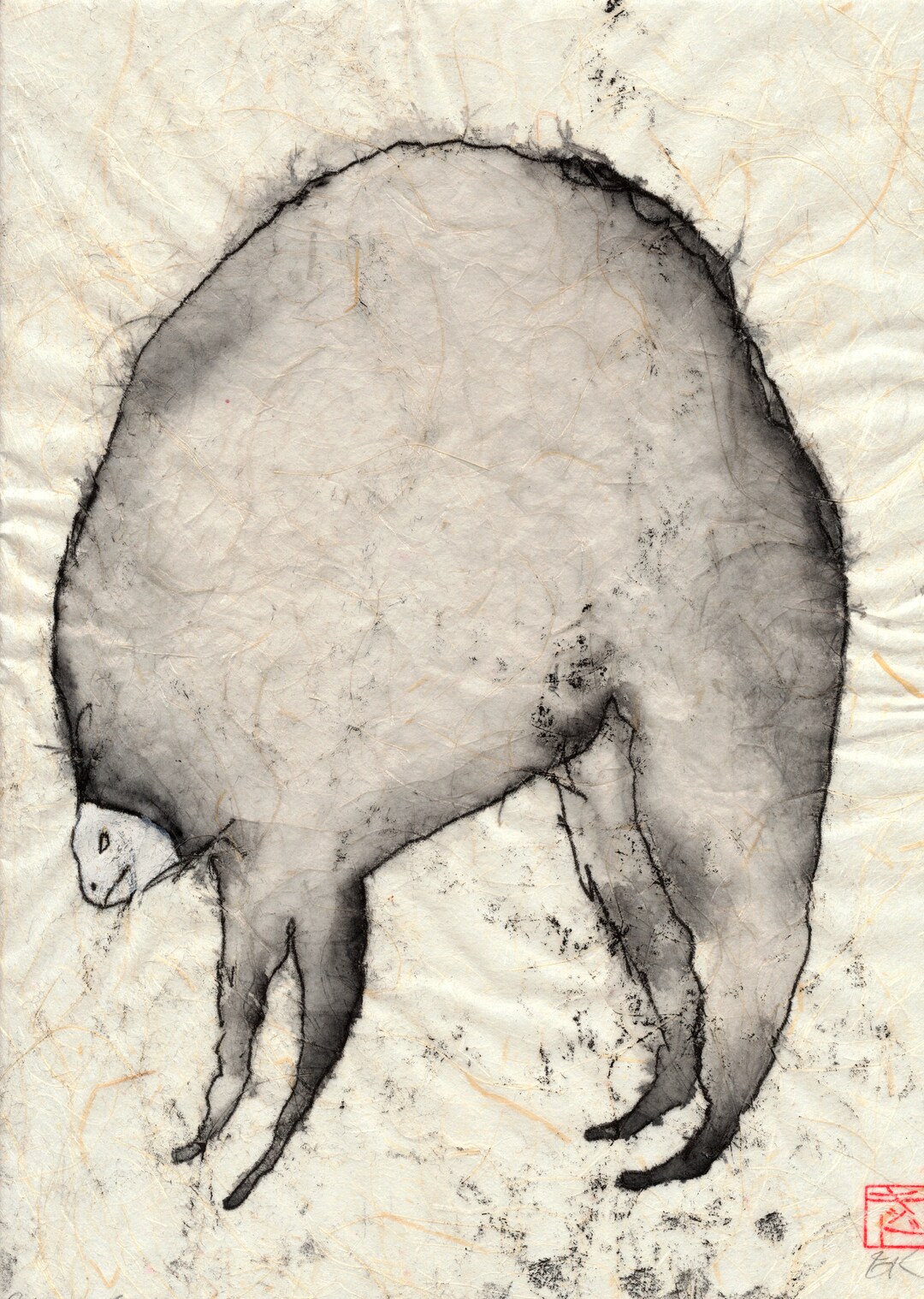 Monoprint Bakemono 1 / Original on Handmade Paper - Etsy