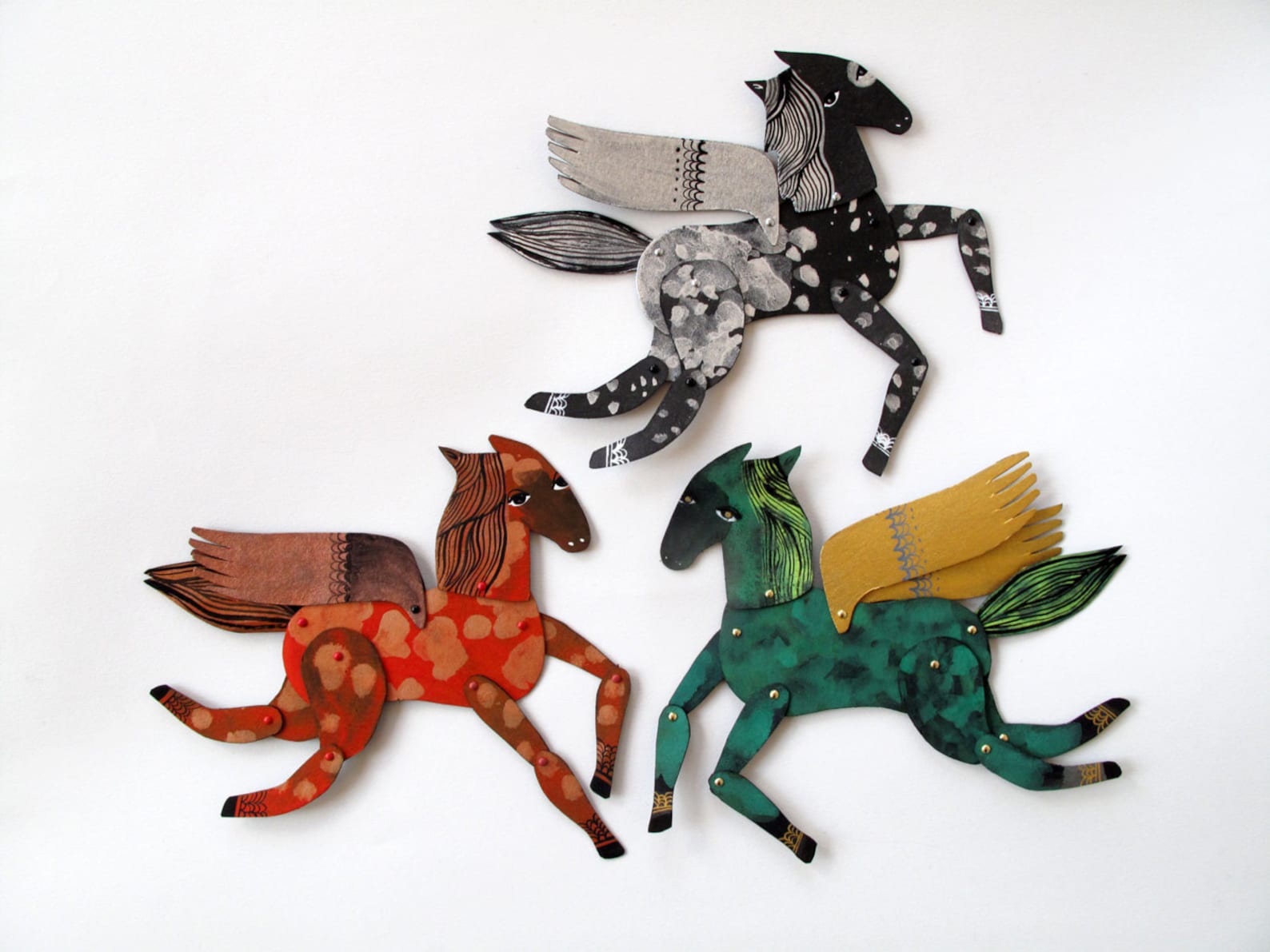 Four Winged Mini Horses / Instant Download PDF / Hinged Beasts | Etsy
