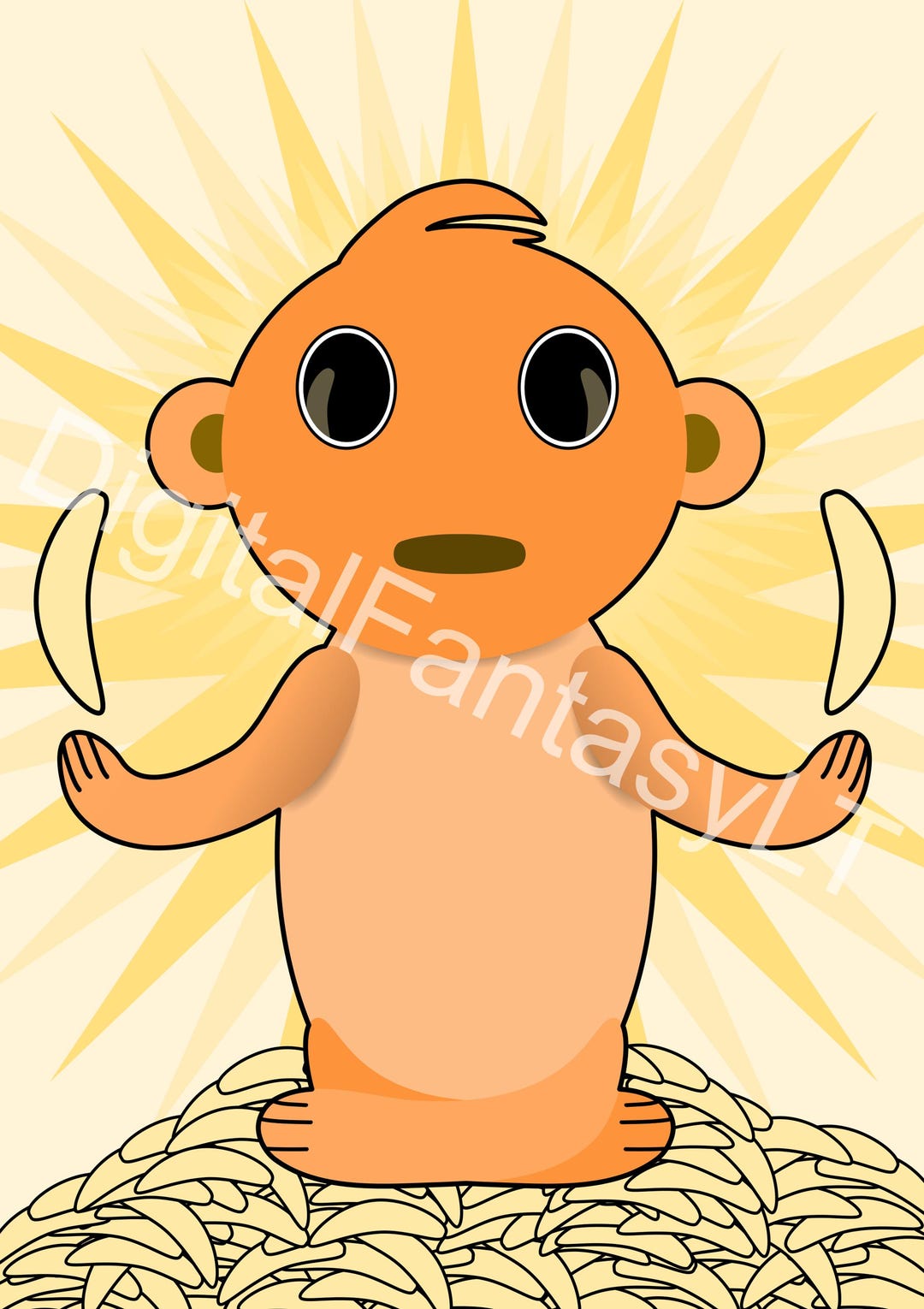 Divine Banana Monkey Poster – Silly Monkey Digital Print - Etsy