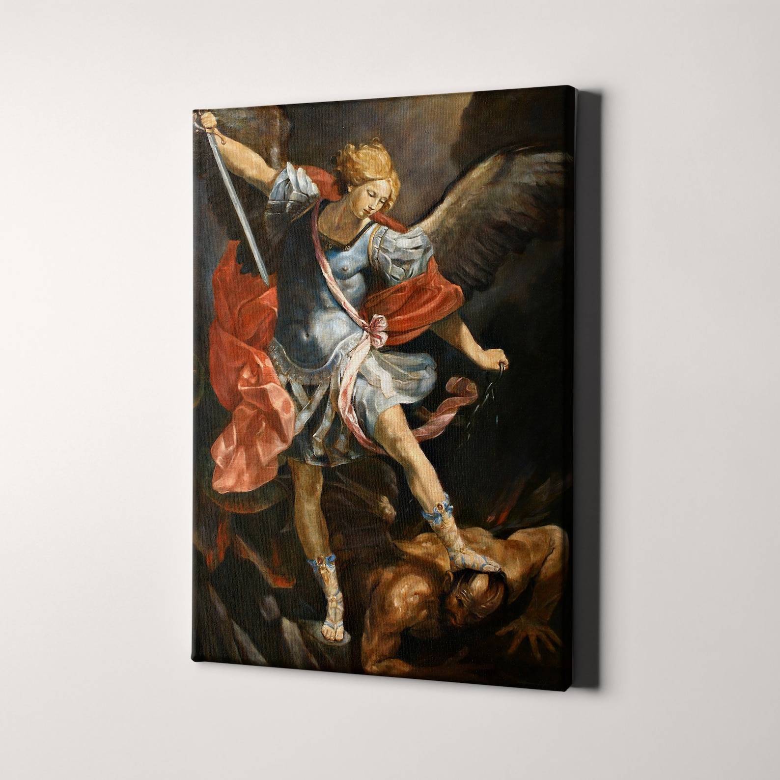 The Archangel Michael Defeating Satan Canvas Wall Art Print | Iconic ...