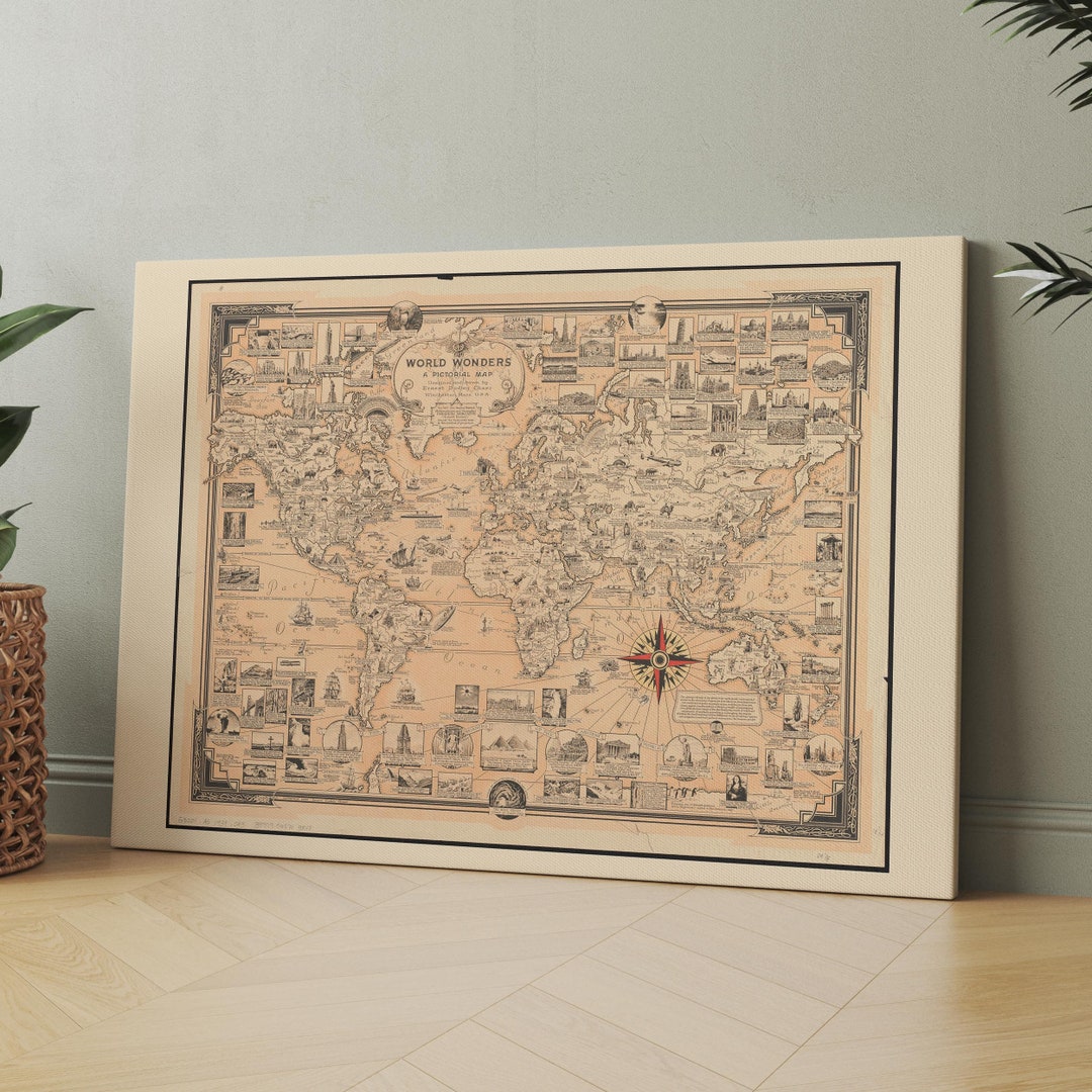 Pictorial Map of the World | Canvas Wall Art Print | Iconic Posters ...