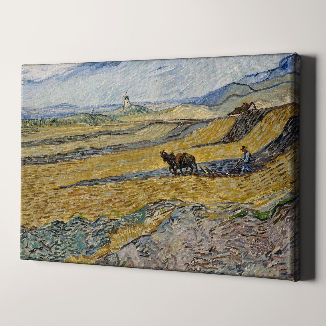 Enclosed Field With Ploughman (1889) by Vincent Van Gogh | Canvas Wall ...