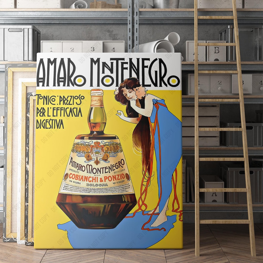 Amaro Montenegro Vintage Advertising Poster Canvas Wall Art Print ...