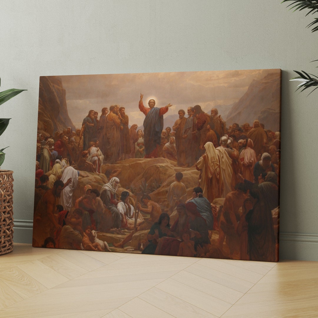 Jesus Christ Sermon on the Mount Canvas Wall Art Print | Iconic Posters ...