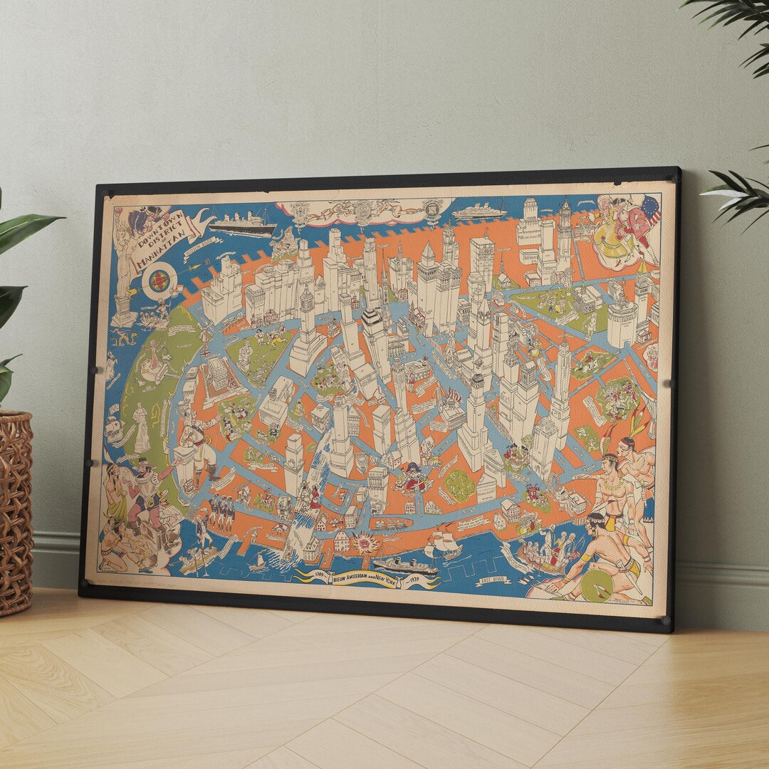 Map of Downtown Manhattan | Canvas Wall Art | Iconic Posters Prints ...