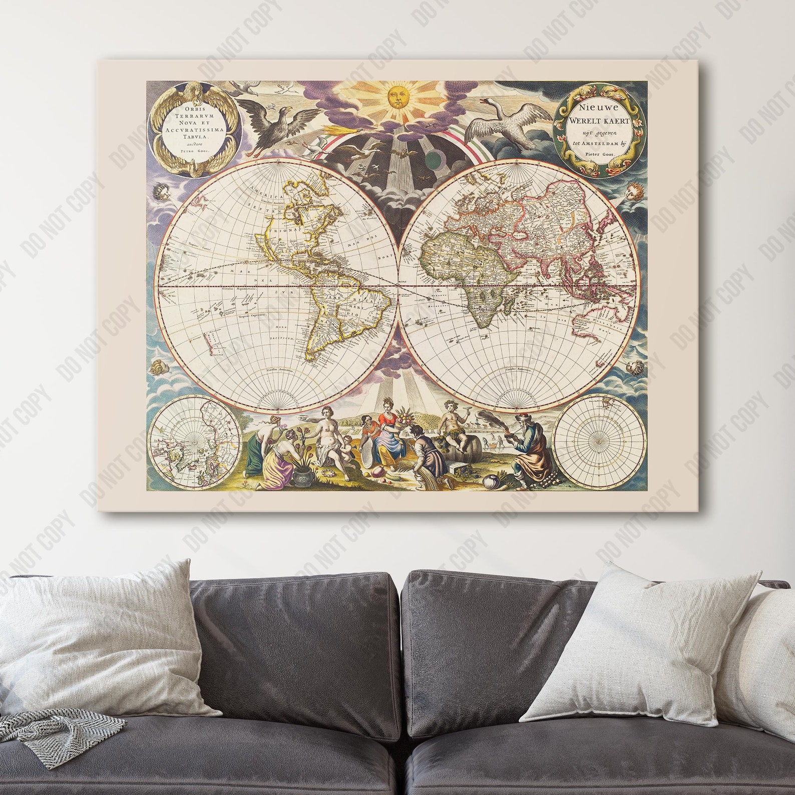 Map of the World (1863) by Samuel Augustus Mitchell | Canvas Wall Art ...