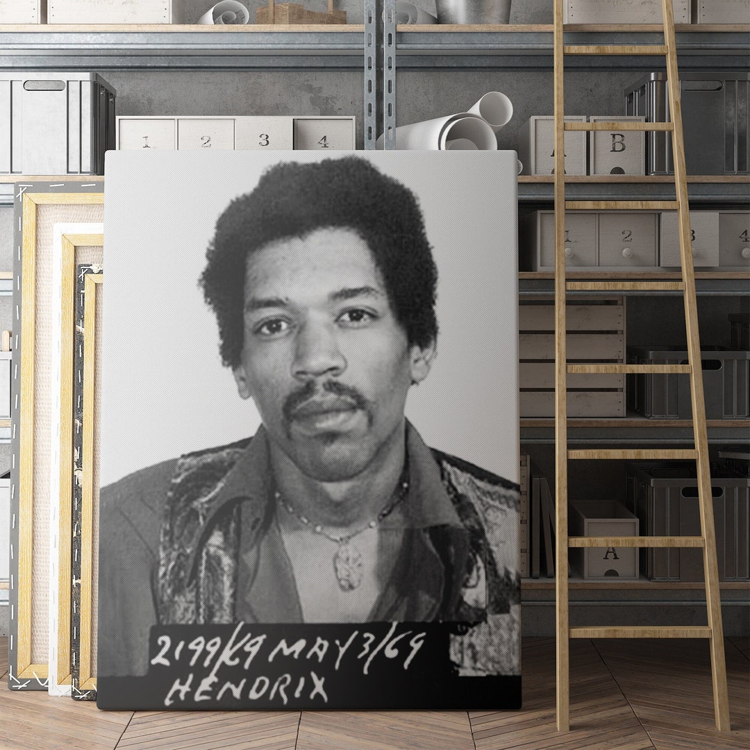 Jimi Hendrix Prison Mug Shot Canvas Wall Art Print | Iconic Posters ...