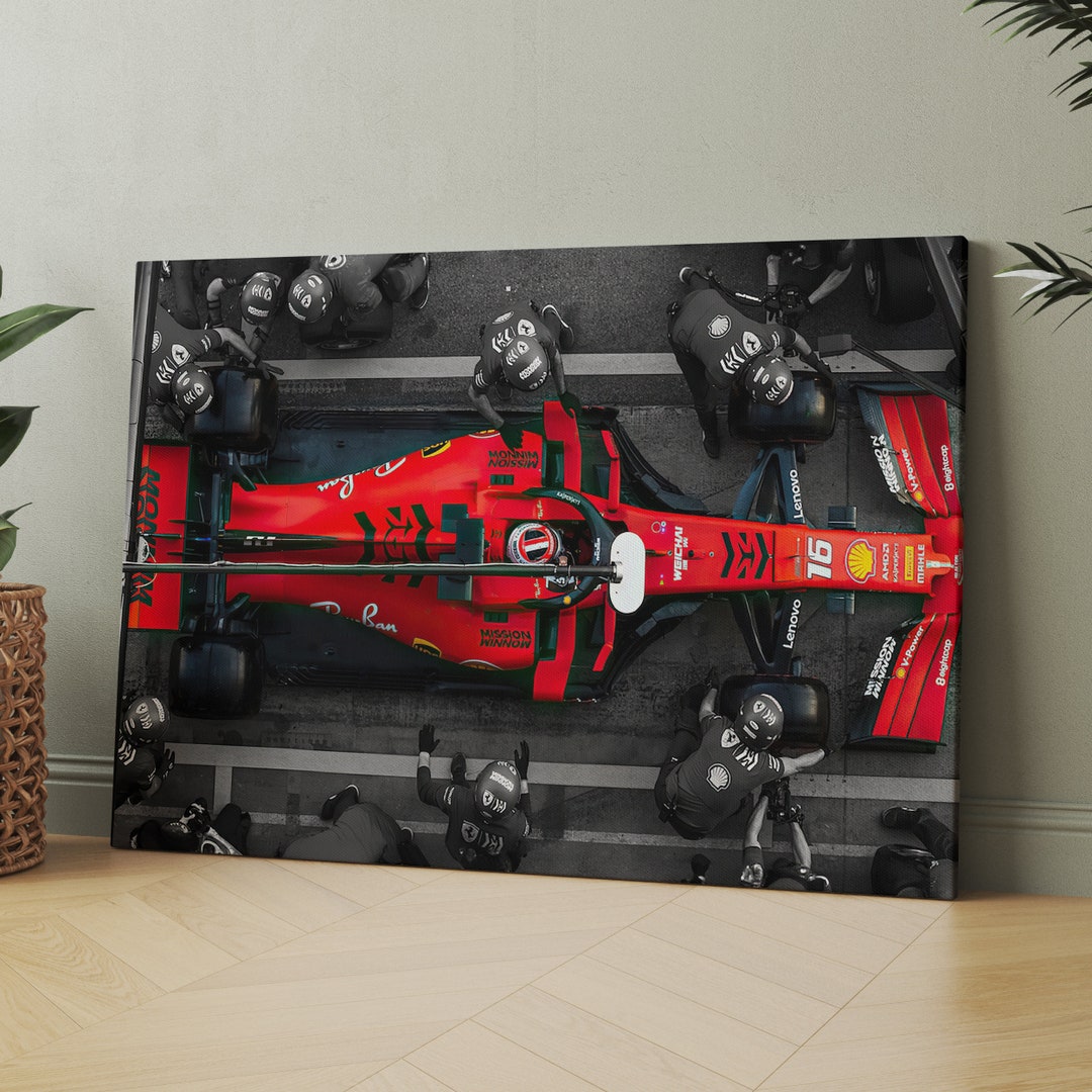 Formula 1 Car Pitting Red Ferrari F1 Team | Canvas Wall Art Print ...