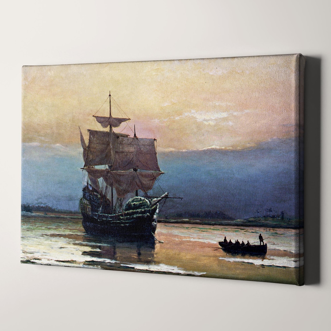 Mayflower in Plymouth Harbor by William Halsall | Canvas Wall Art ...