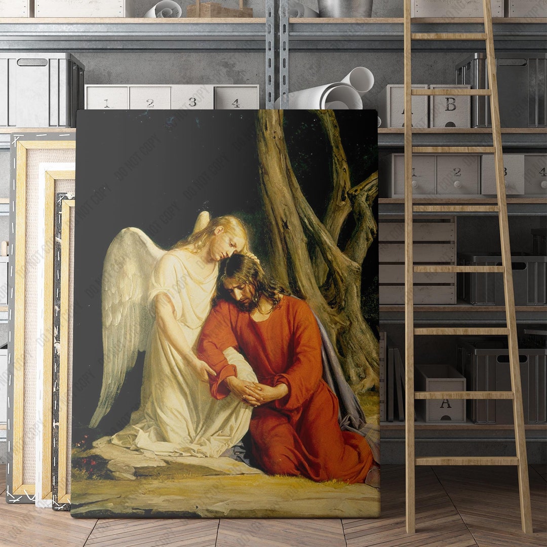 Angel Comforting Jesus in the Garden of Gethsemane by Carl Bloch Canvas ...