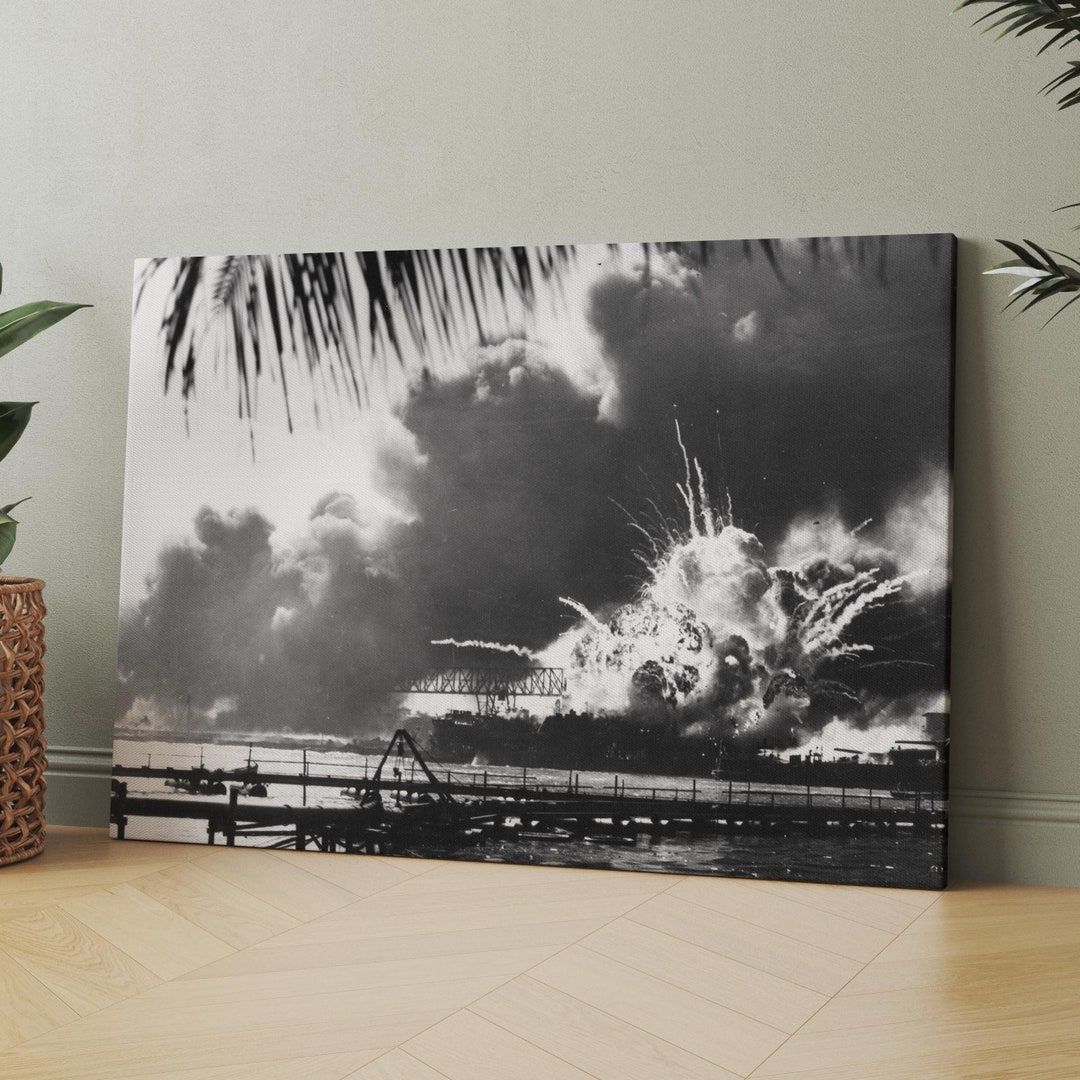 USS Shaw Exploding at Pearl Harbor 1941 | Canvas Wall Art Print ...