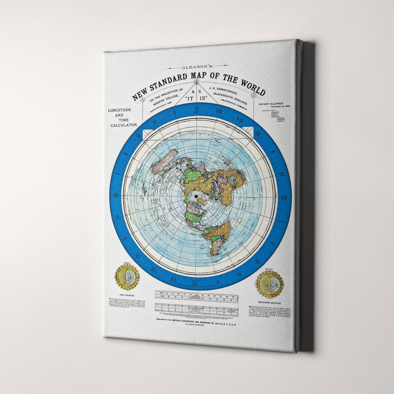Flat Earth Map 1892 by Alexander Gleason | Canvas Wall Art Print ...