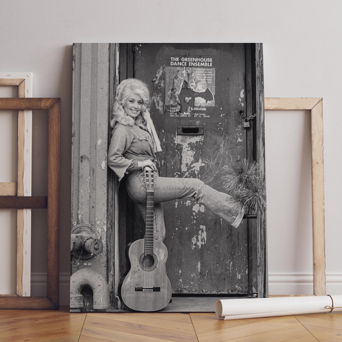 Dolly Parton With Her Guitar Canvas Wall Art Print | Iconic Posters ...