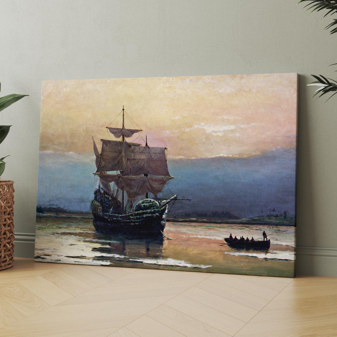 Mayflower in Plymouth Harbor by William Halsall | Canvas Wall Art ...