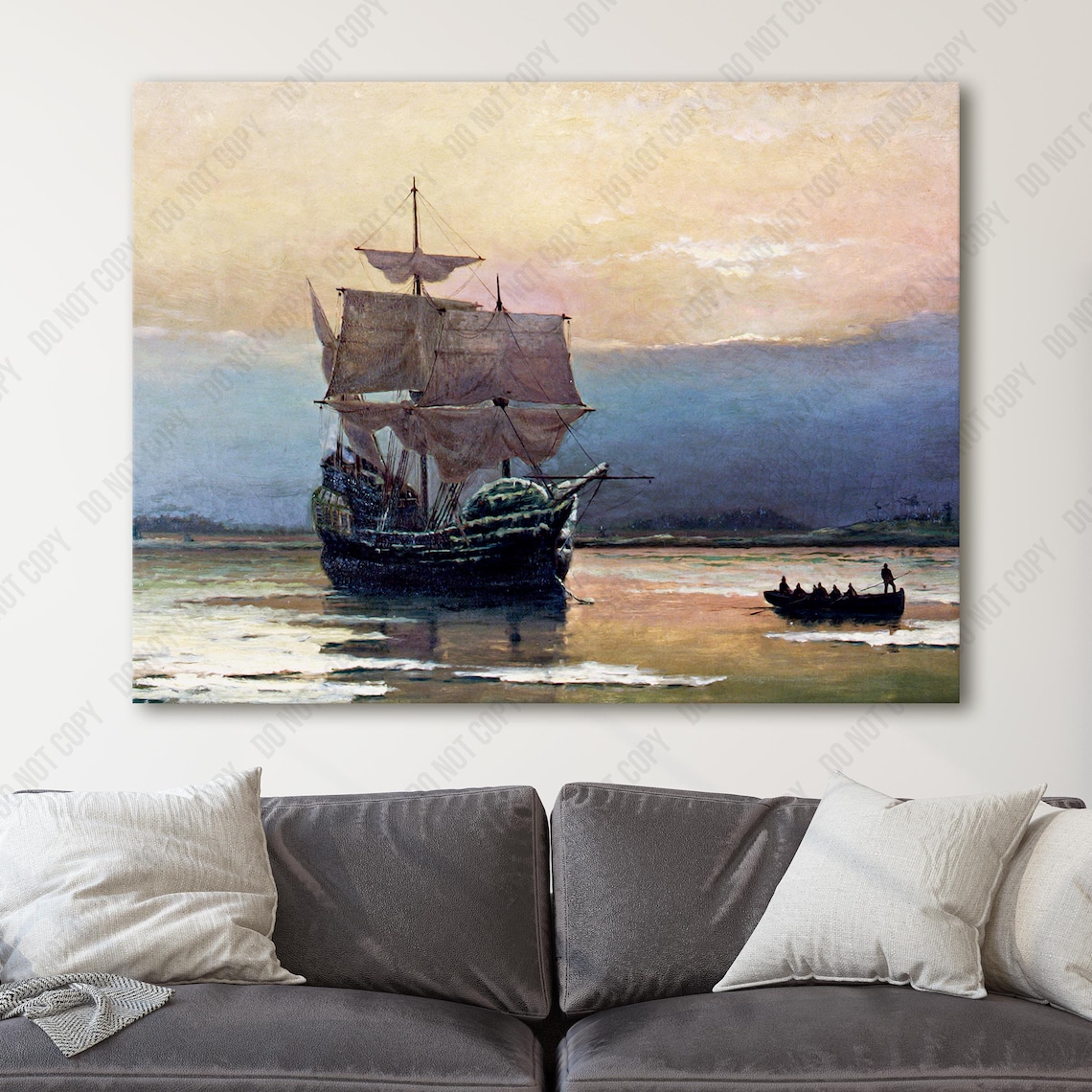 Mayflower in Plymouth Harbor by William Halsall | Canvas Wall Art ...