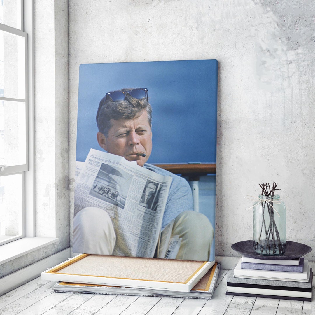 John F Kennedy JFK Smoking a Cigar Canvas Wall Art Iconic Posters ...
