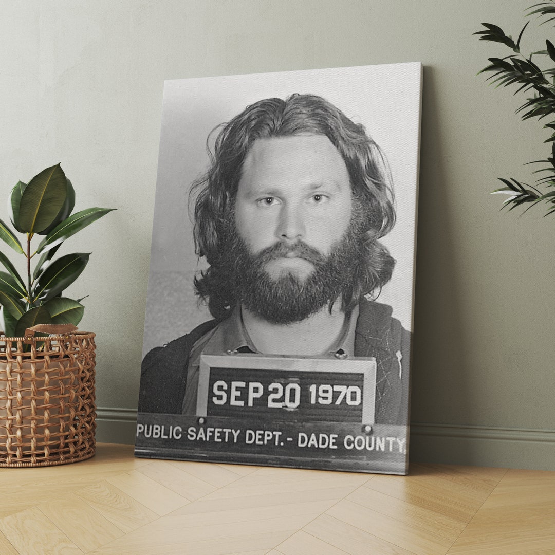 Jim Morrison Mug Shot Canvas Wall Art Print | Iconic Posters Prints ...