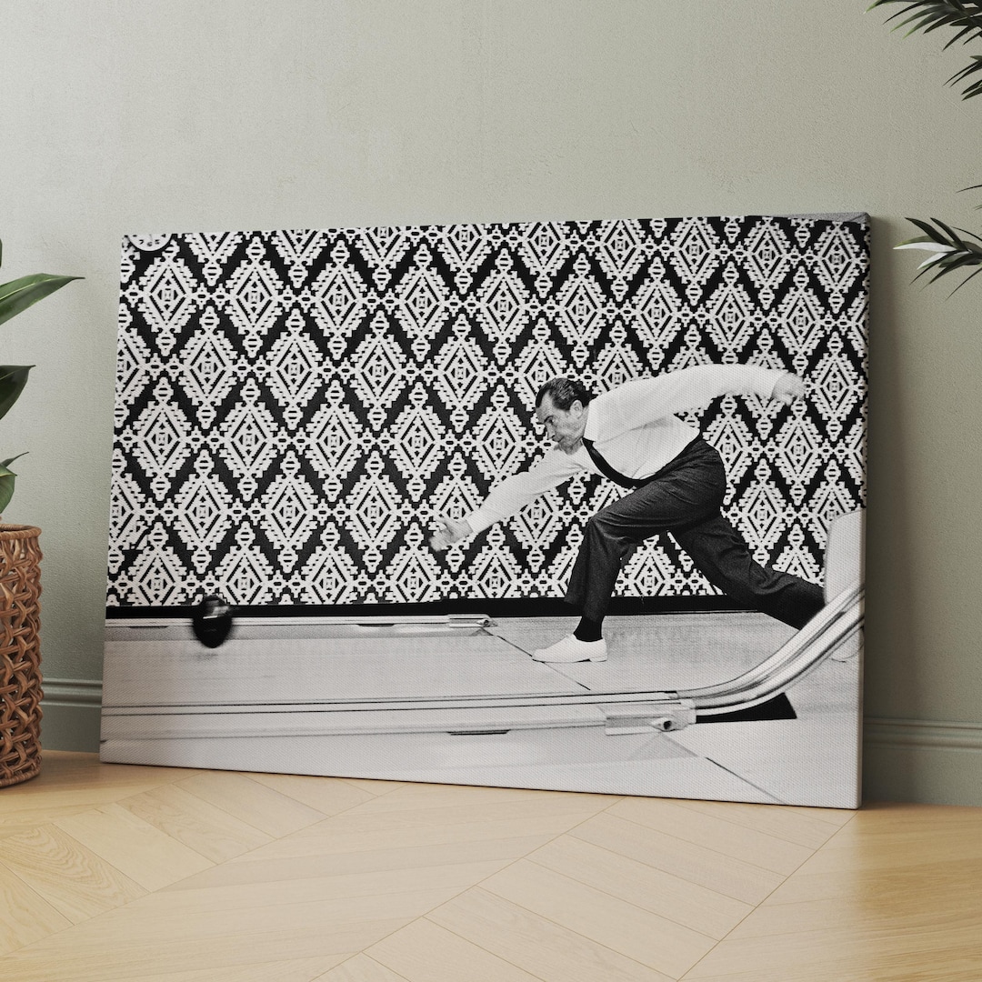 US President Richard Nixon Bowling at White House | Canvas Wall Art ...