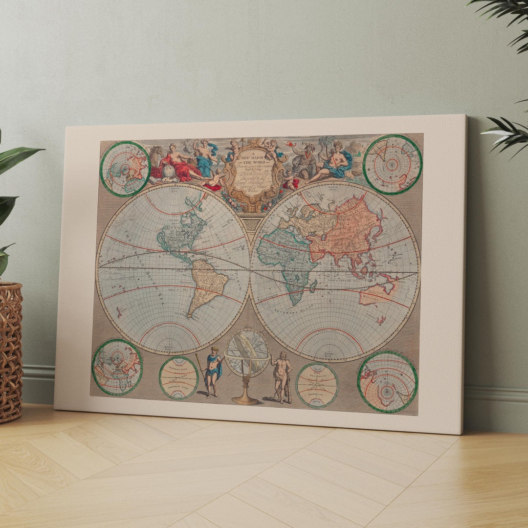 A New Map of the World (1720) by John Senex | Canvas Wall Art Print ...