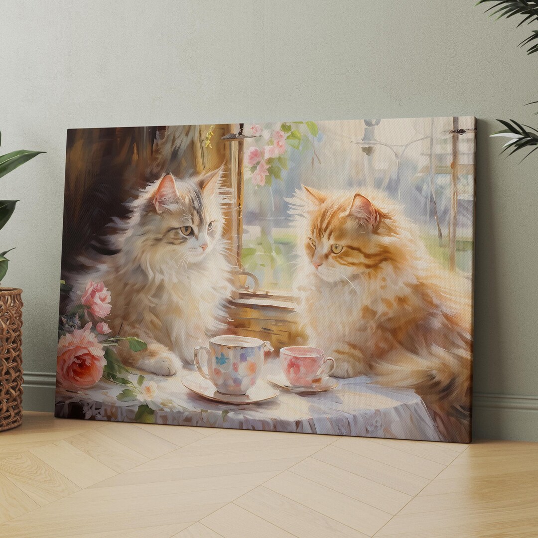 Cats Having Tea - Impressionist Style | Canvas Wall Art Print | Iconic ...