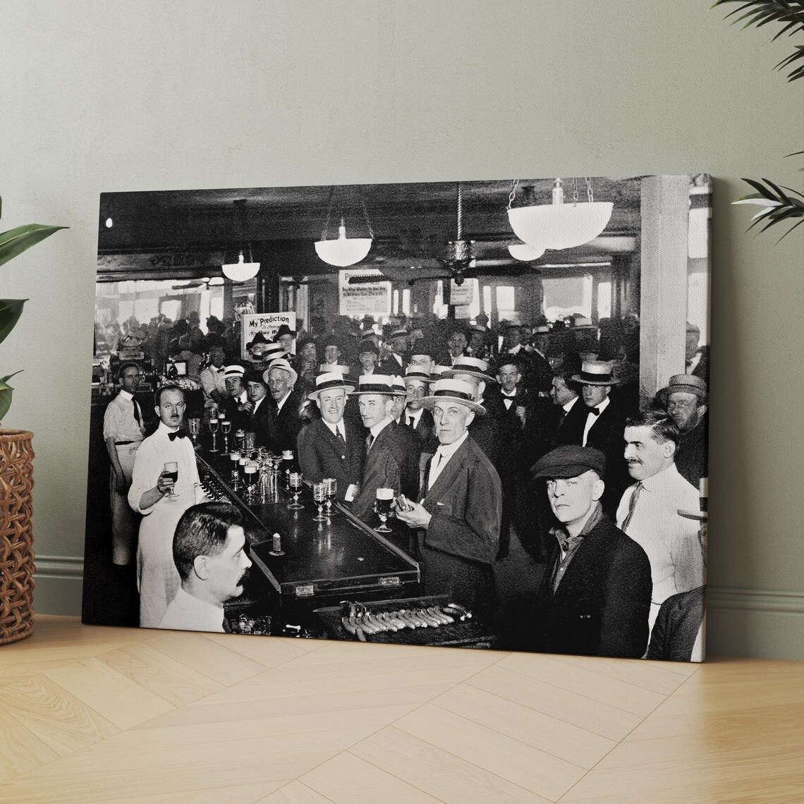 Crowded Bar Before Prohibition New York City 1919 Canvas Wall Art Print ...