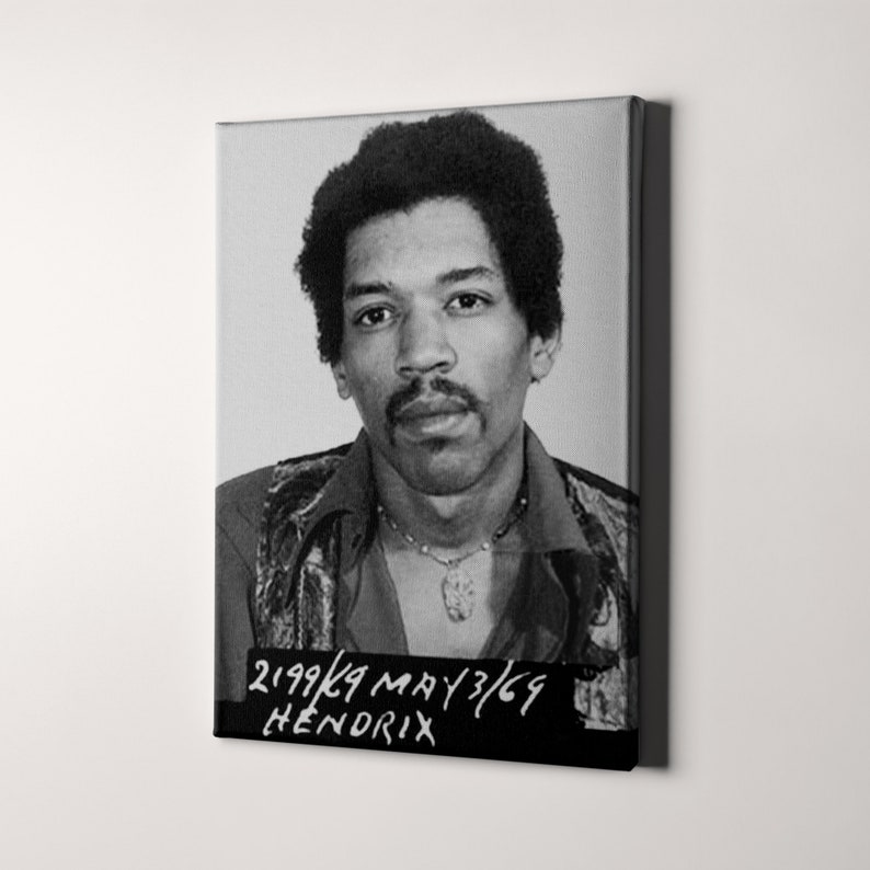 Jimi Hendrix Prison Mug Shot Canvas Wall Art Print | Iconic Posters ...