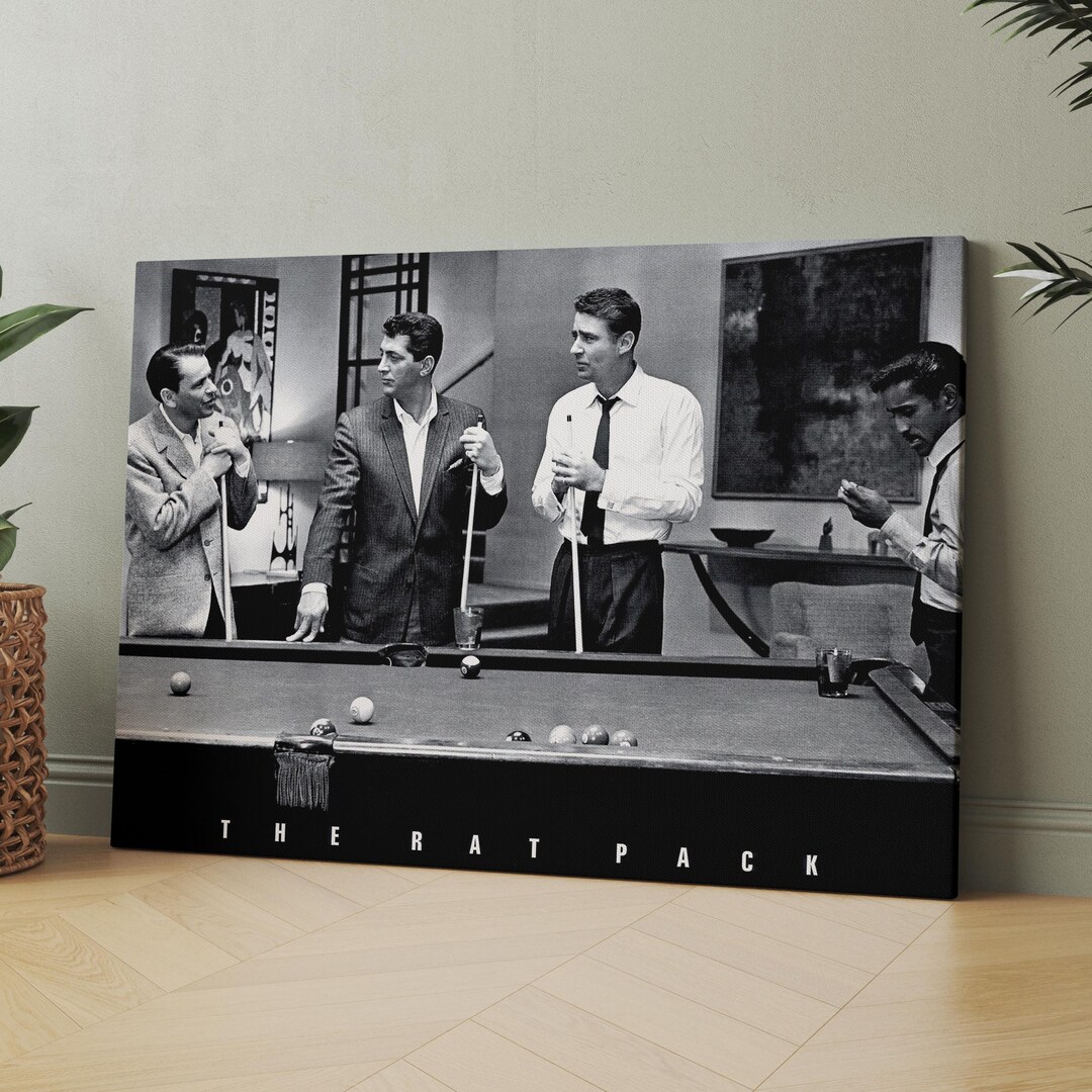 The Rat Pack Playing Pool in Ocean's 11 Canvas Wall Art Print | Iconic ...