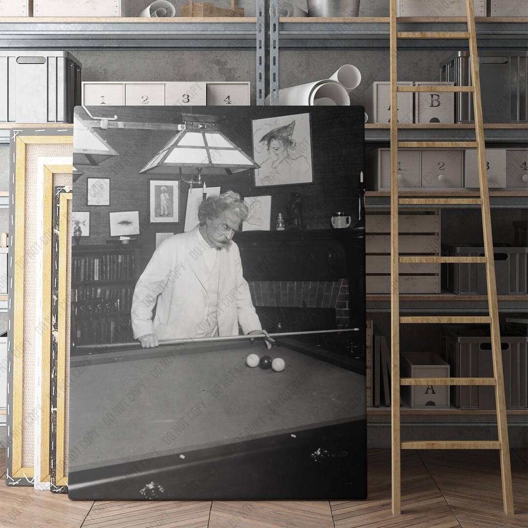 Mark Twain Playing Billiards Pool | Canvas Wall Art | Iconic Posters ...