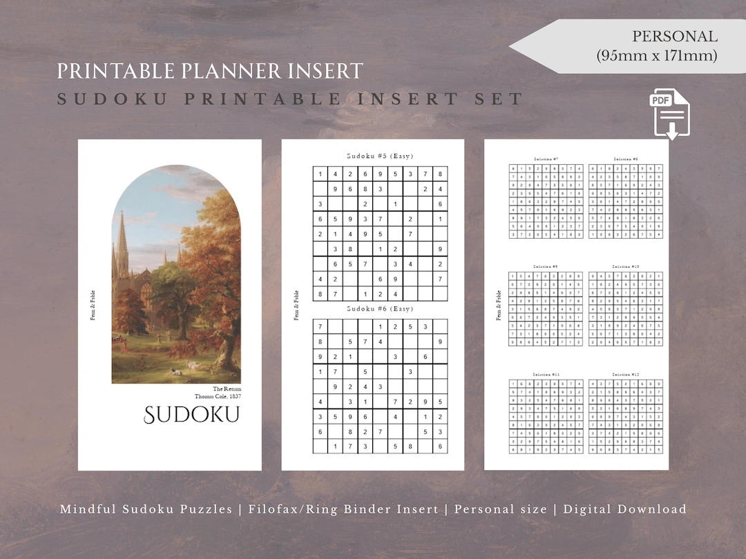 Sudoku Printable Insert Puzzle Set With Solutions | Easy Medium Hard - Etsy