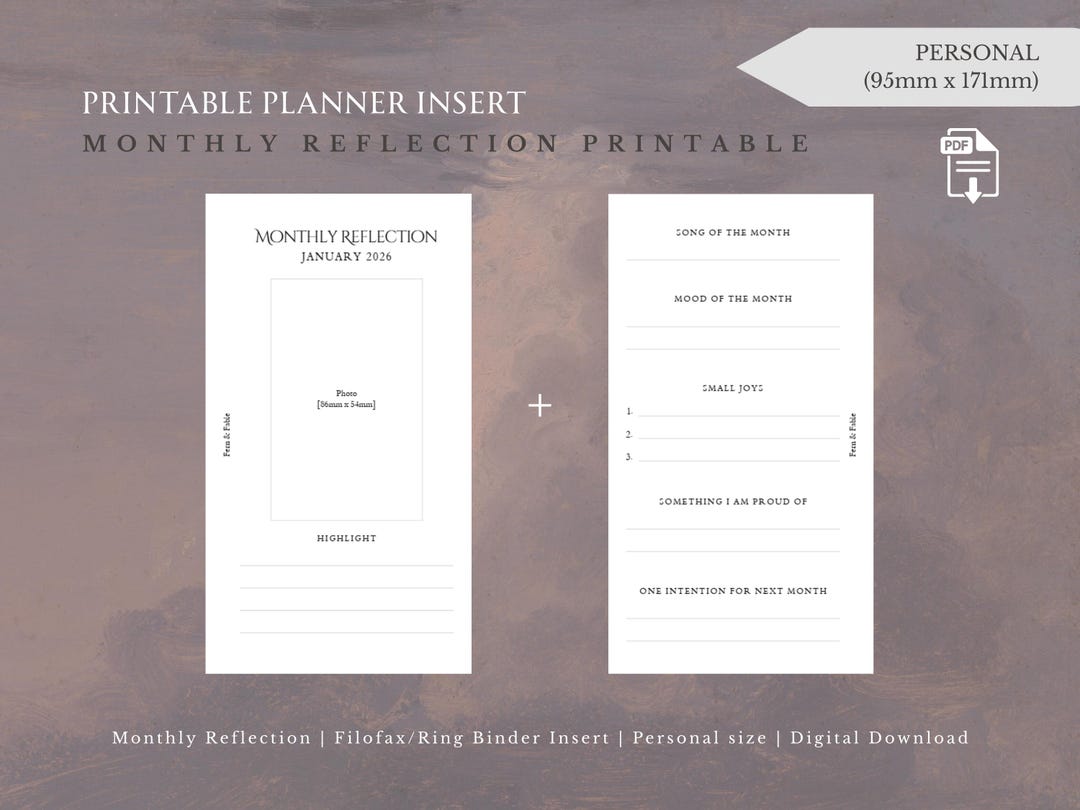 Monthly Reflection Printable Journal Insert - Etsy