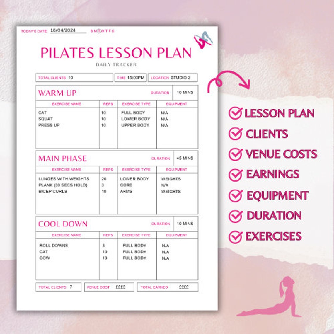 Pilates Lesson Planner- Plan the Best Pilates Classes - Etsy