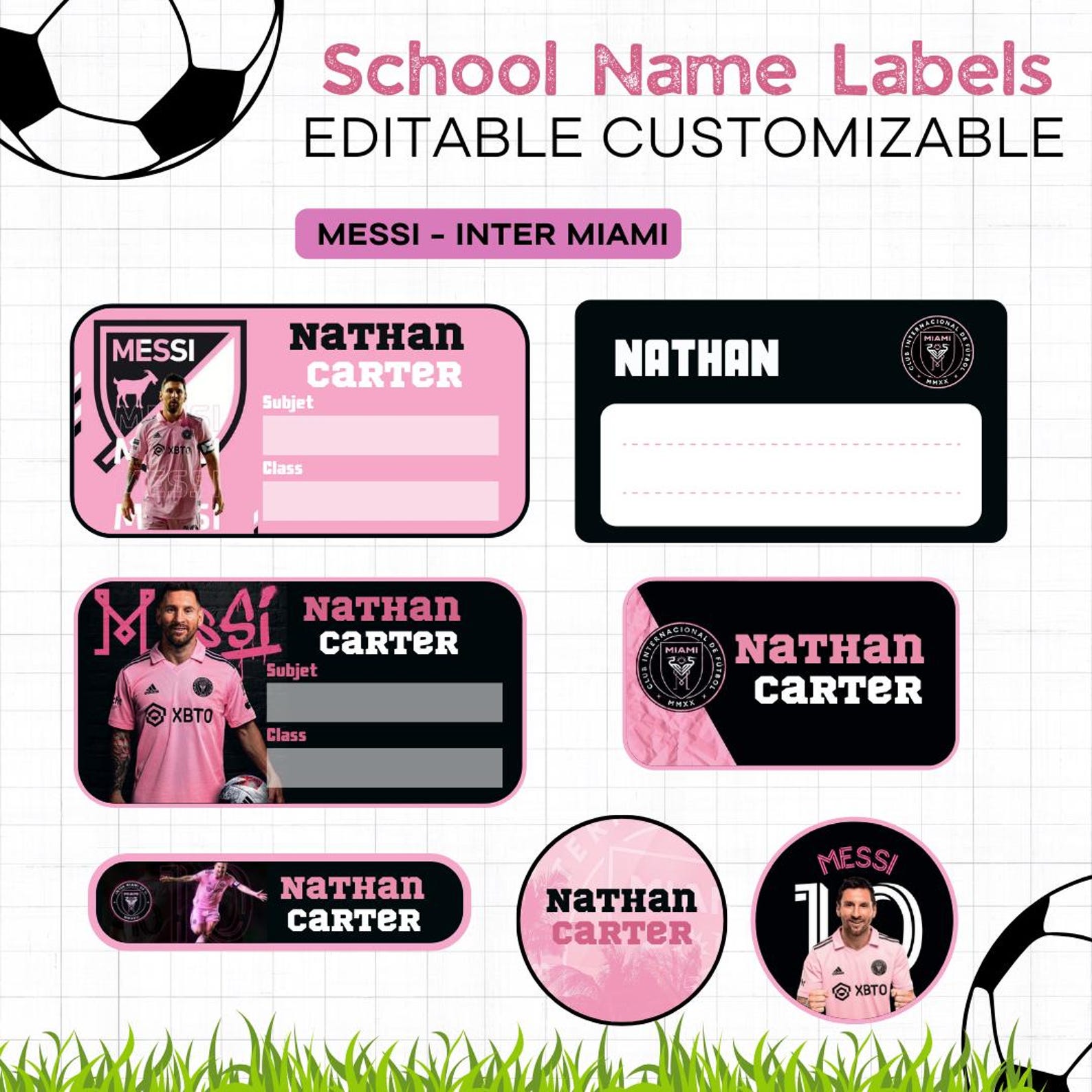 School Labels Messi Inter Miami Digital Stickers Bookmarks Sports ...