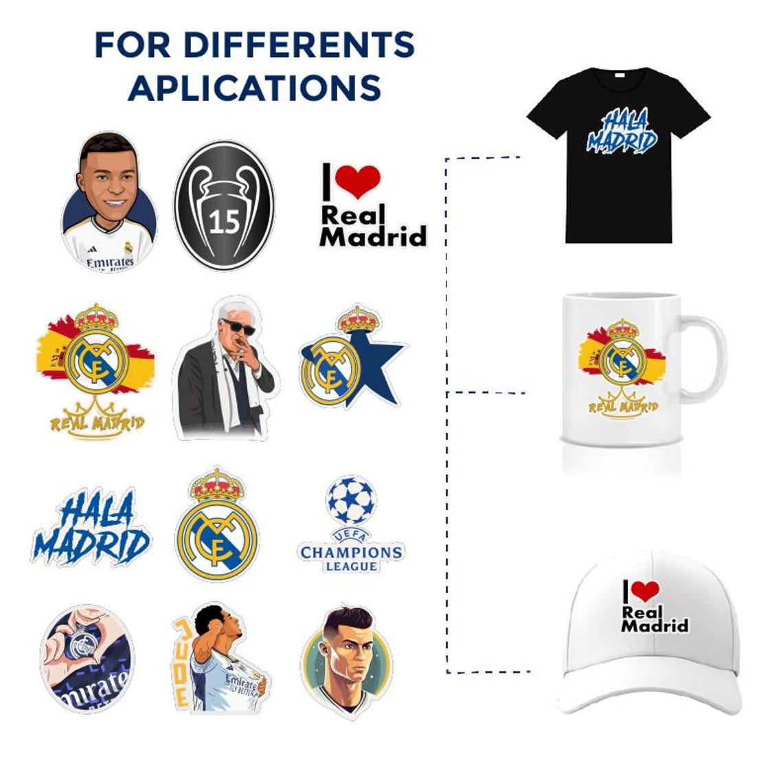 Real Madrid Bundle Sticker 100 PNG Sticker Digital Download Cristiano ...