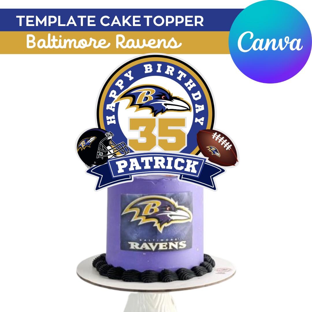 Cake Topper Template Canva Baltimore Ravens Football Birthday Cake ...