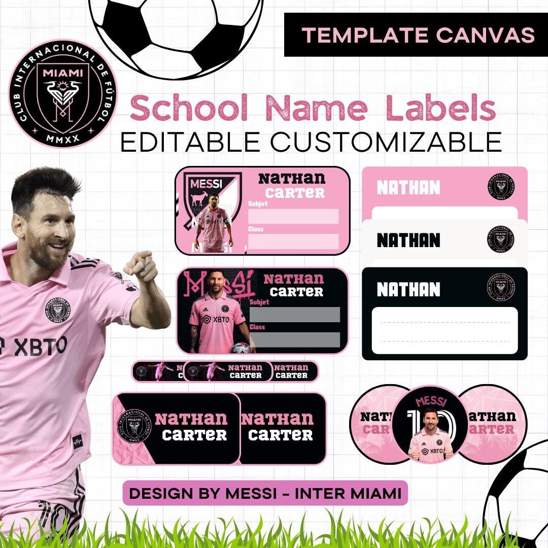 School Labels Messi Inter Miami Digital Stickers Bookmarks Sports ...