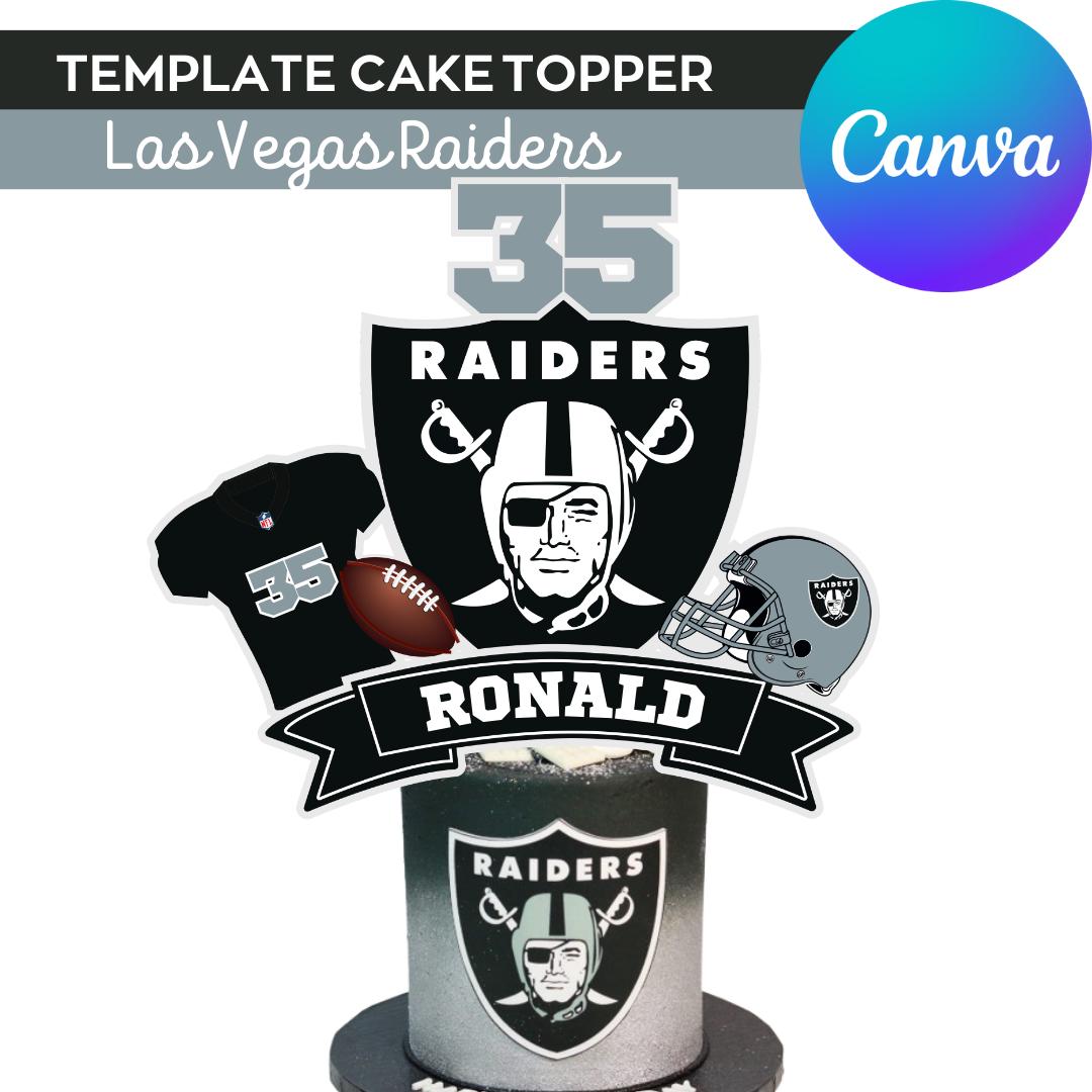Cake Topper Template Canva Las Vegas Raiders Football Birthday Cake ...
