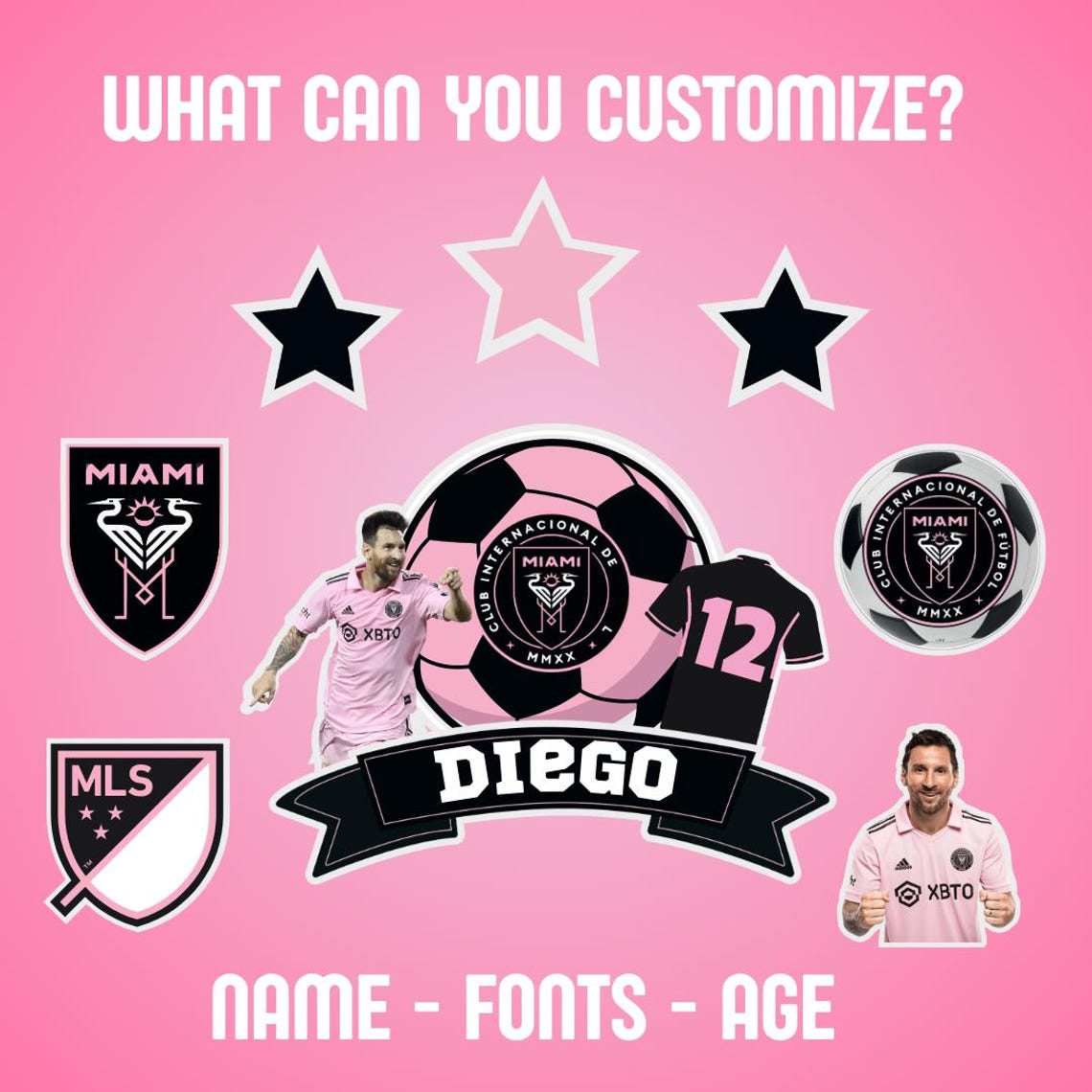 Messi Inter Miami Cake Topper Template Canva Messi Birthday Cake Topper ...