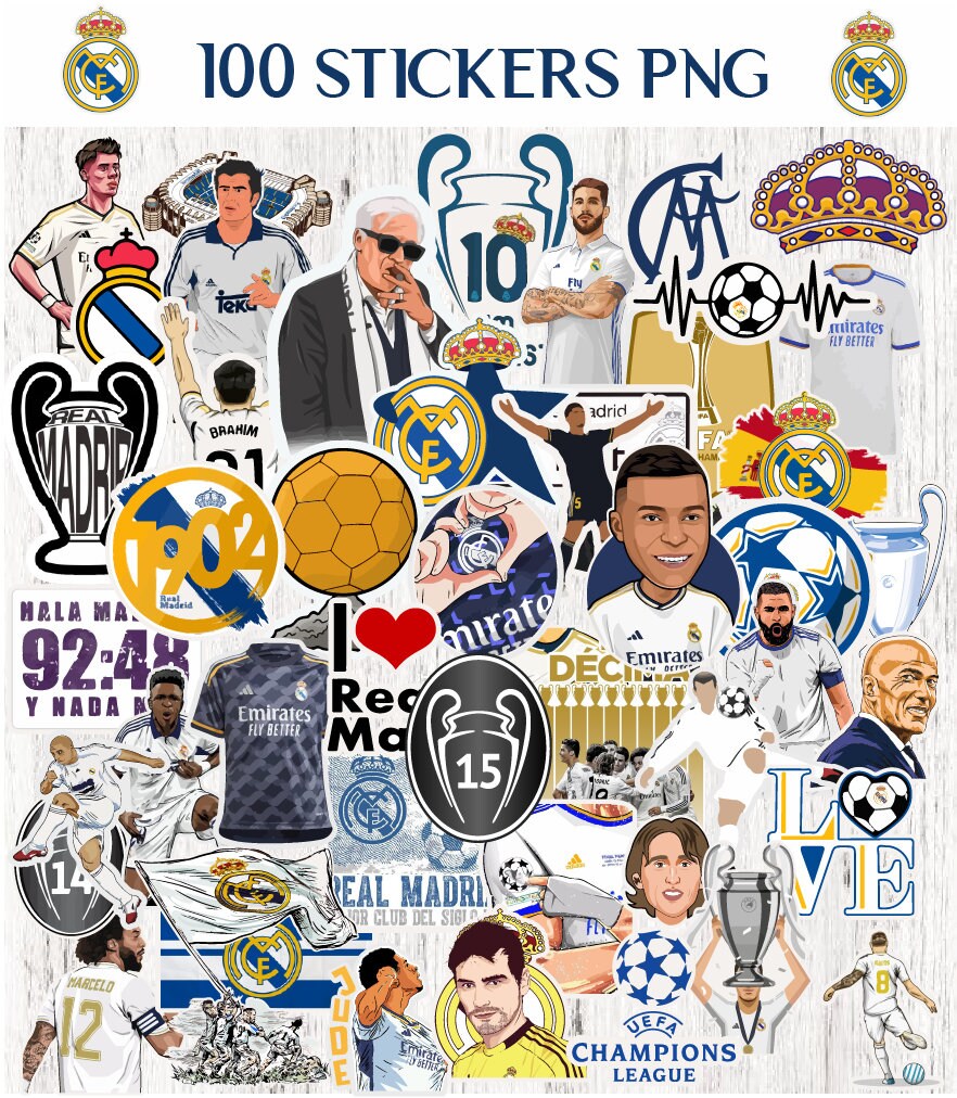 Real Madrid Bundle Sticker 100 PNG Sticker Digital Download Cristiano ...