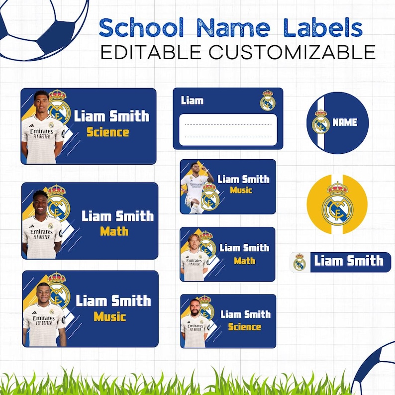 Etiquetas escolares Real Madrid/Stickers Digitales Marcapáginas ...