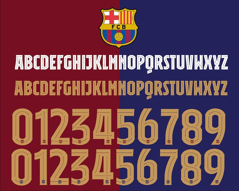 Barcelona New Font Vector Barca 2024-2025 Font Jersey Barcelona Team ...
